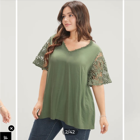 BloomChic | Tops | Bloomchic Plain V Neck Floral Patchwork Blouse ...